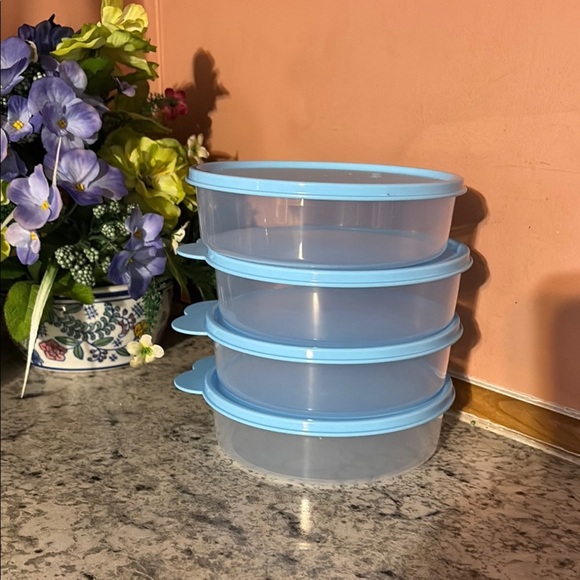 Tupperware | Kitchen | Tupperware Blue And White Food Storage Set ...